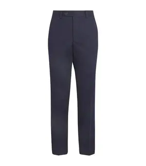 Ralph Lauren Purple Label Wool Gabardine Straight Trousers - Navy