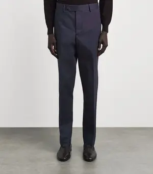 Ralph Lauren Purple Label Wool Gabardine Straight Leg Trousers