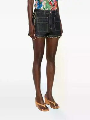 Farm Rio Scalloped-edge Pleated Shorts