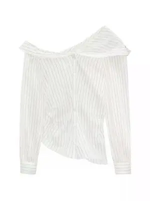 OCCLEUS Myla Striped Off-shoulder Shirt