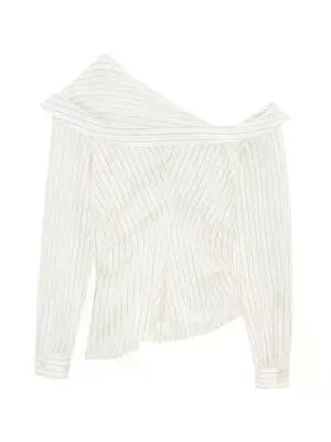 OCCLEUS Myla Striped Off-shoulder Shirt