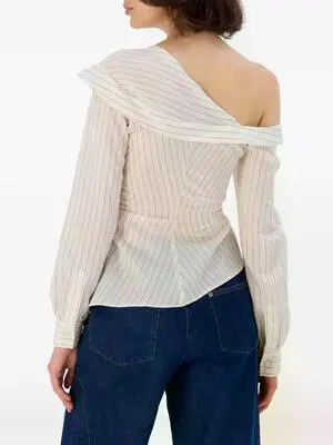 OCCLEUS Myla Striped Off-shoulder Shirt