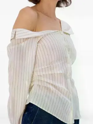 OCCLEUS Myla Striped Off-shoulder Shirt