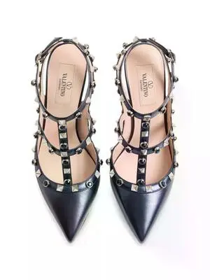 Valentino Garavani Rockstud Pumps In Laminated Nappa With Cabochon, 100mm Heel - Blue