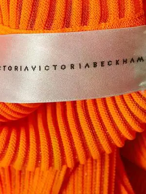 Victoria Beckham Rib Knit Sheer Roll Neck Sweater