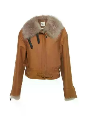 Hermès Belted Fur-collar Jacket