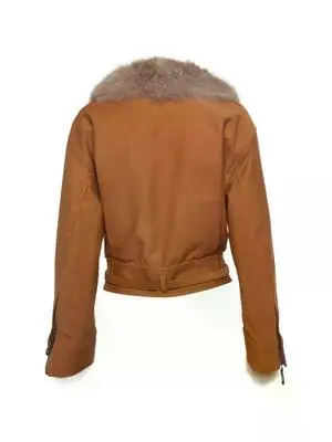 Hermès Belted Fur-collar Jacket