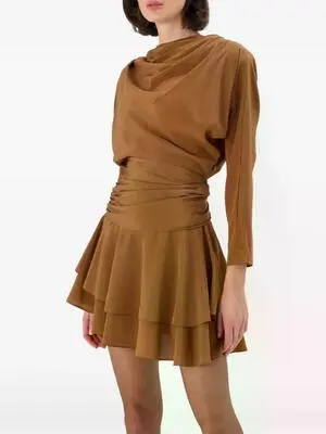 OCCLEUS Janis Draped Mini Dress - Brown