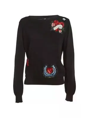 Roberto Cavalli Cotton Embroidered Patch Sweater