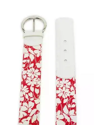 Burberry Floral Print Buckle Belt - Red