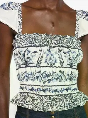 Farm Rio Floral-print Gathered Blouse