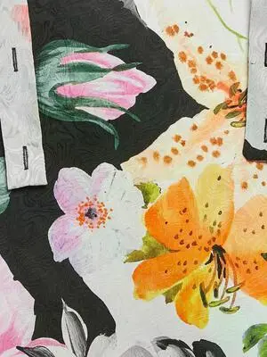 Off-White Floral Print Strappy Silk Midi Dress - Black