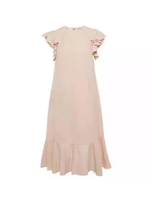 Red Valentino Pink Crepe Ruffled Mini Dress