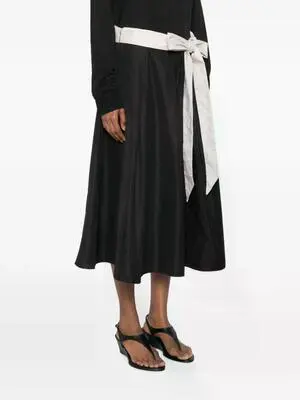 Max Mara Bow-detail Pleated Skirt - Black