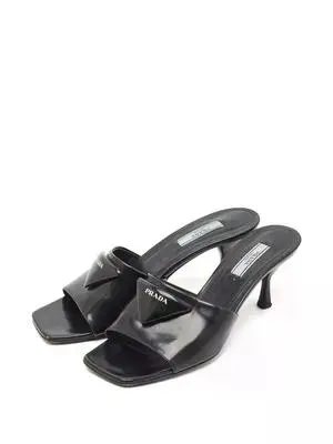 Prada Triangle Logo Patent Leather Sandals