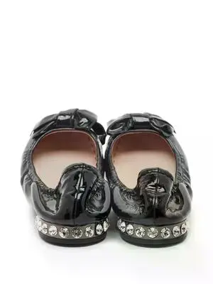 Miu Miu Crystal-embellished Bow Detail Ballet Flats