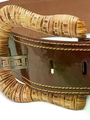 Fendi Raffia-woven Buckle Belt