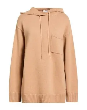 Max Mara Max Mara Hooded Wool & Cashmere Blend Sweater Camel