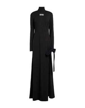 Versace Cotton Blend Maxi Dress With Bow Detail - Black