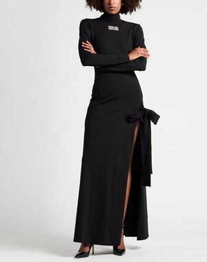 Versace Cotton Blend Maxi Dress With Bow Detail