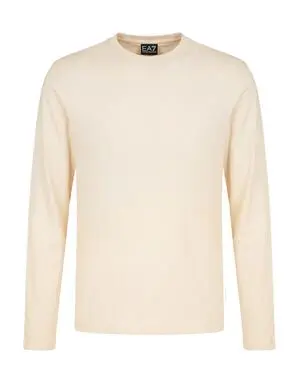 EA7 Long Sleeve Cotton T-shirt - Beige