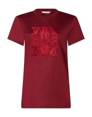 Max Mara Embroidered Logo Cotton T-shirt - Red