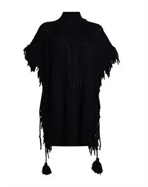 PAOLO PECORA Cape Size Cotton, Alpaca Wool, Merino Wool - Black