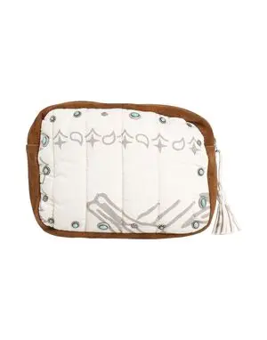 ARIZONA LOVE Cotton, Linen, And Cow Leather Clutch - Beige