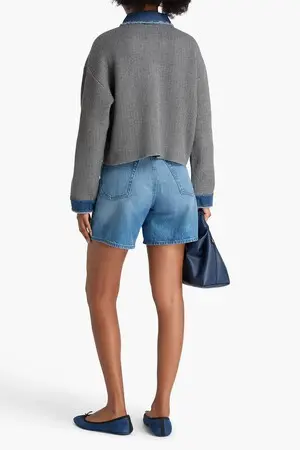 Sandro Denim Paneled Cable-knit Jacket
