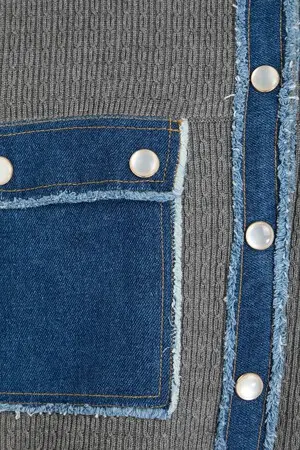 Sandro Denim Paneled Cable-knit Jacket