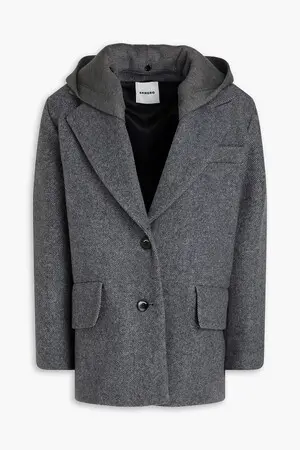 Sandro Woolblend Twill Hooded Coat - Dark Gray
