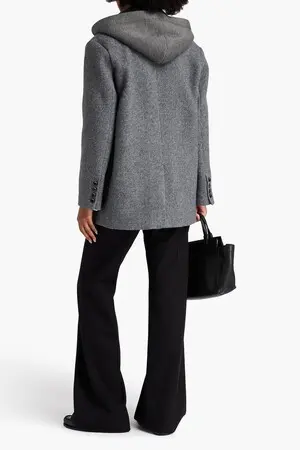 Sandro Woolblend Twill Hooded Coat