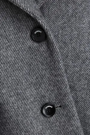 Sandro Woolblend Twill Hooded Coat