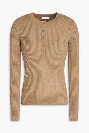 Sandro Ribbed Knit Button-front Sweater