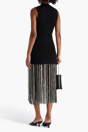 Sandro Fringed Stretch-knit Midi Dress