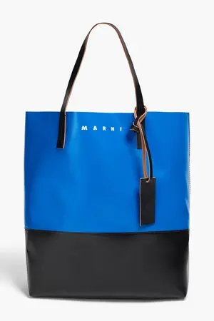 Marni Tribeca Leathertrimmed Coatedcanvas Tote - Blue