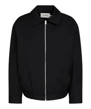 FRAME Wool-twill Zip-up Jacket - Black