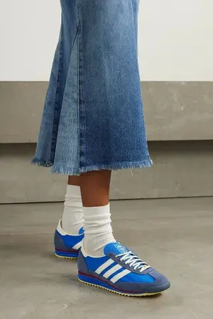 Adidas Sl 72 Og Suede And Leather Trimmed Canvas Sneakers - Blue