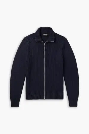TOM FORD Slim-fit Ribbed Silk And Merino Wool-blend Cardigan