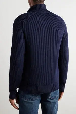 TOM FORD Slim-fit Ribbed Silk And Merino Wool-blend Cardigan