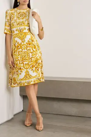 Dolce & Gabbana Maiolica Printed Silkblend Charmeuse Mini Dress