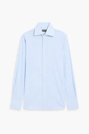 TOM FORD Checked Cottonpoplin Shirt - Light Blue
