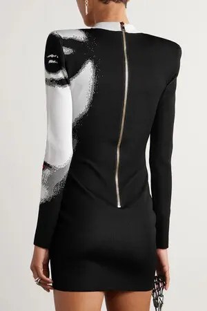 Balmain Printed Jacquardknit Mini Dress