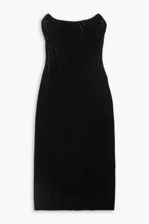Dolce & Gabbana Strapless Velvet Corset Midi Dress