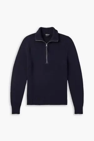 TOM FORD Slimfit Ribbed Silk And Woolblend Halfzip Sweater