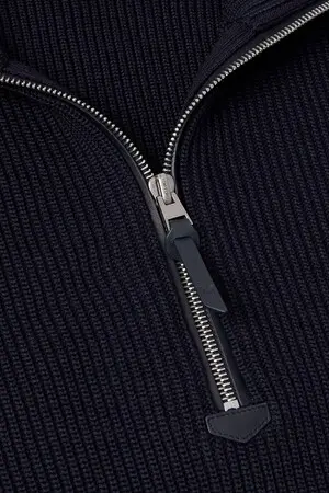 TOM FORD Slimfit Ribbed Silk And Woolblend Halfzip Sweater