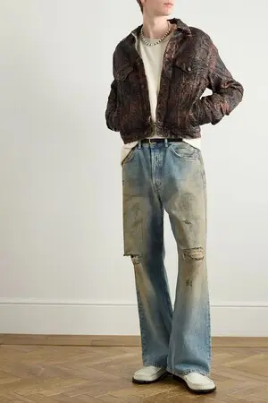 Acne Studios Oraya Slimfit Cropped Distressed Coateddenim Jacket