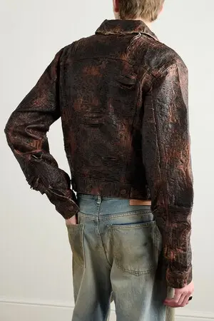 Acne Studios Oraya Slimfit Cropped Distressed Coateddenim Jacket