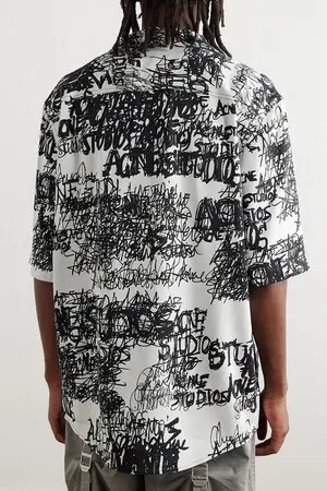 Acne Studios Sowen Oversized Campcollar Logoprint Twill Shirt