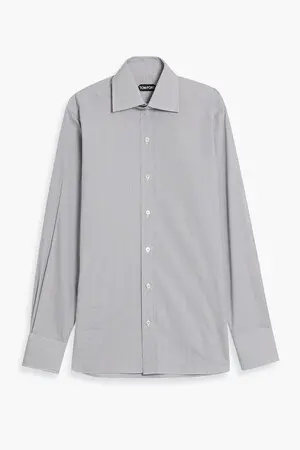 TOM FORD Checked Cottonpoplin Shirt - Gray
